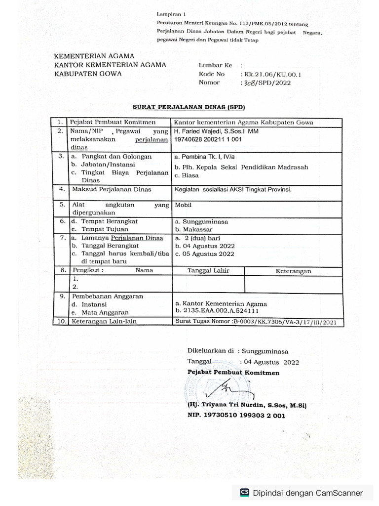 CONTOH FORMAT SPD | PDF