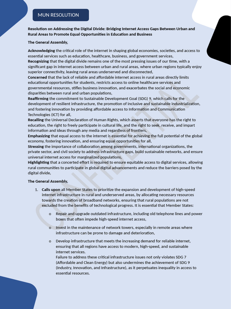 Resolution On Addressing The Digital Divide | PDF | Internet ...