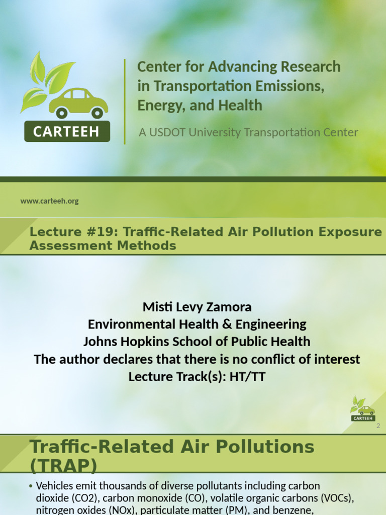 Traffic Related Air Pollution Exposure Assessment Methods 23sep2020 ...