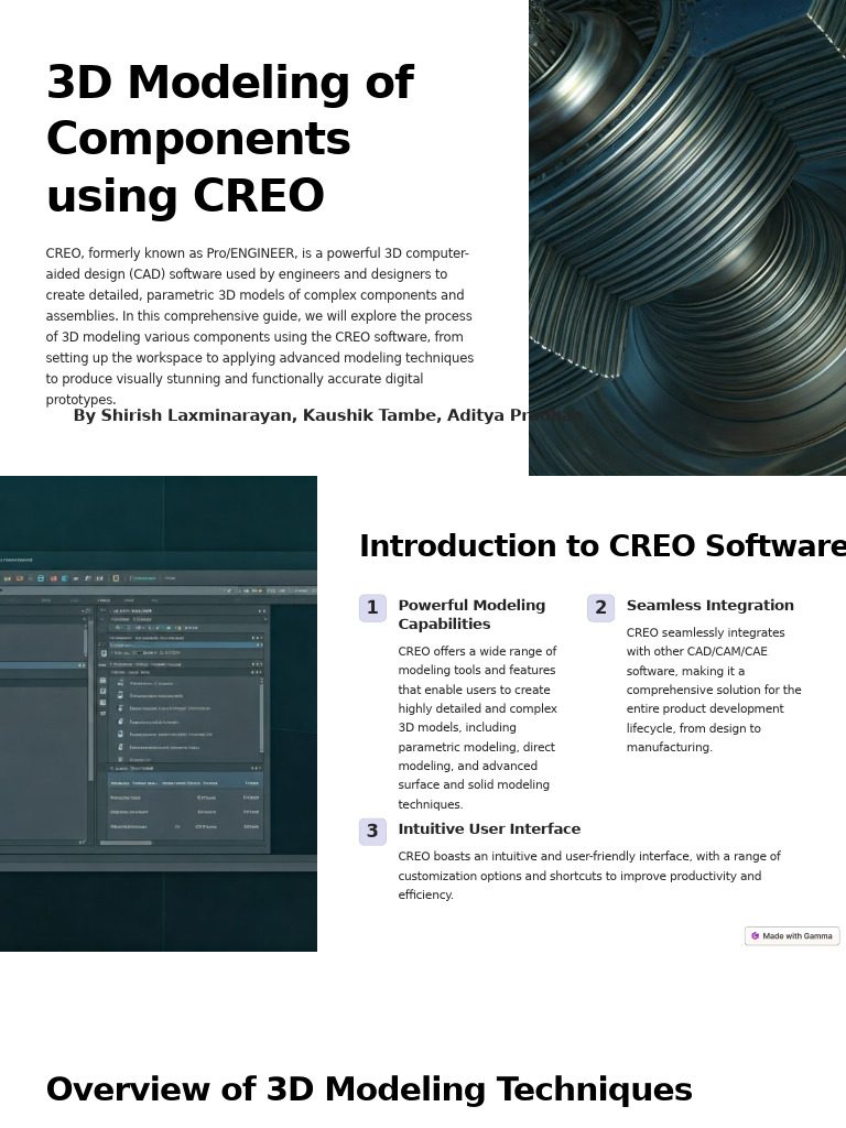 3D Modeling of Components Using CREO | PDF | 3 D Computer Graphics | Computer Aided Design