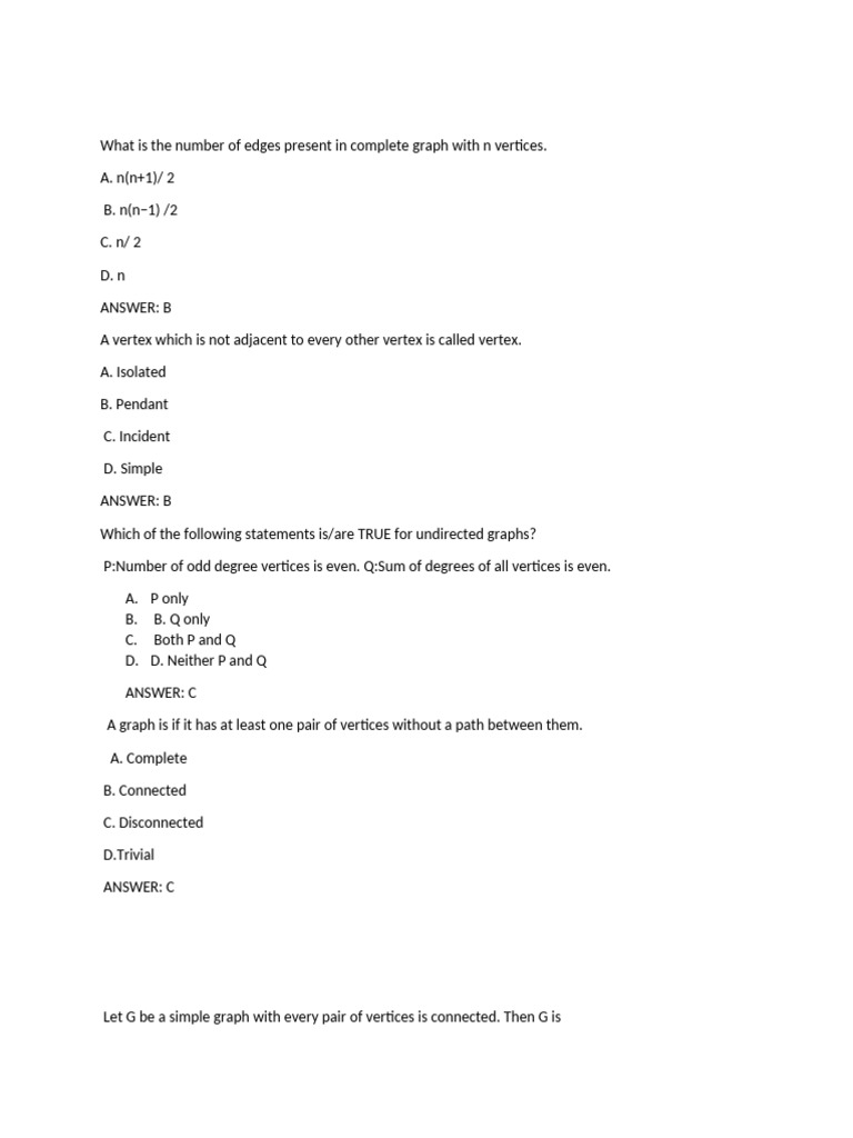 Graph theory MCQ | PDF