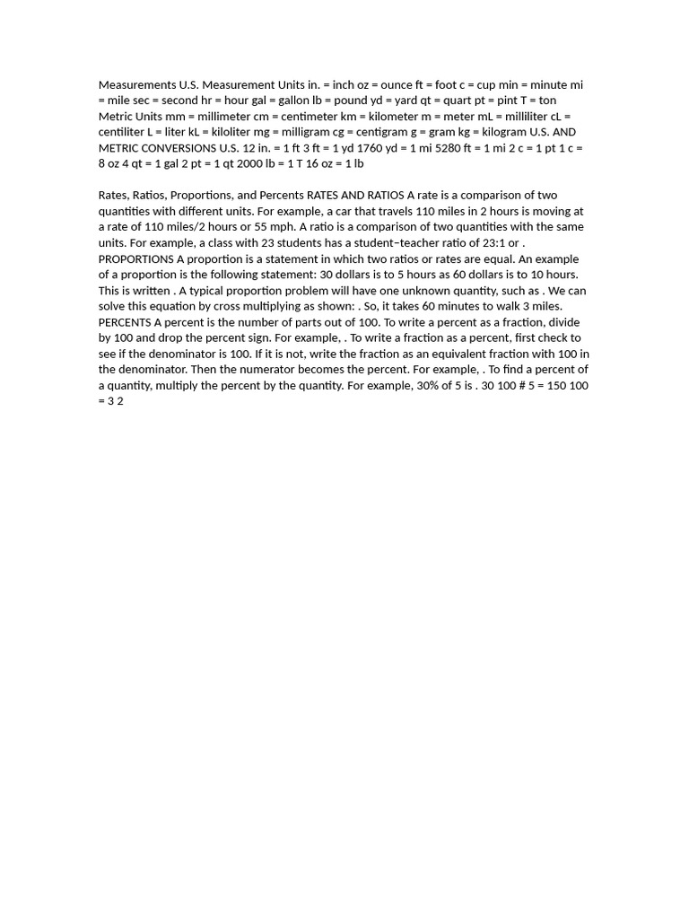 Measurements OF DIFFERENTS NUMBERS | PDF