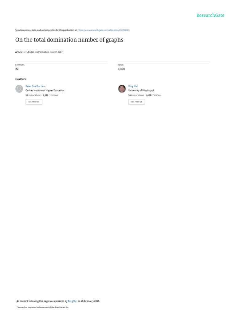 Domination Number of Graphs1 | PDF | Mathematical Relations | Theoretical Computer Science