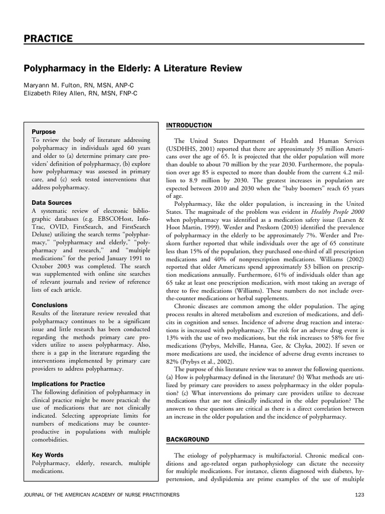 Polypharmacy in the elderly_ a literature review | PDF | Geriatrics ...