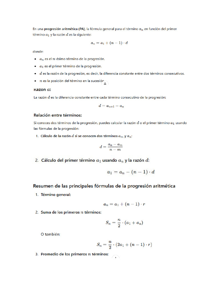 Fórmulas P. ARIT. GEOM. | PDF