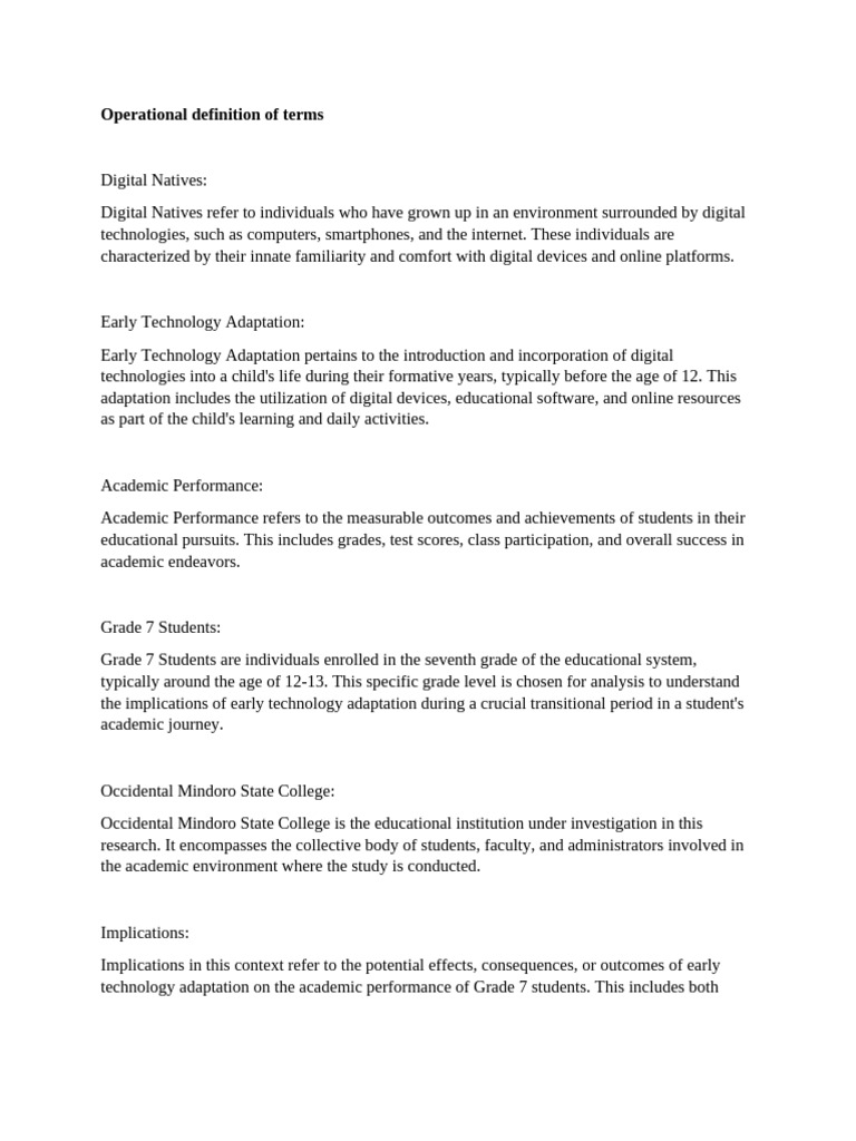 Operational Definition of Term1 | PDF | Learning | Cognition