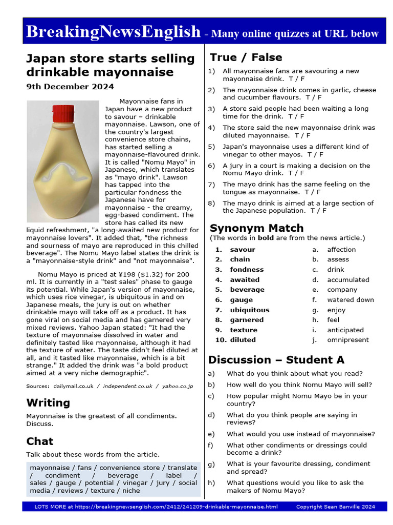 Drinkable Mayonnaise M | PDF | Mayonnaise | Sauce