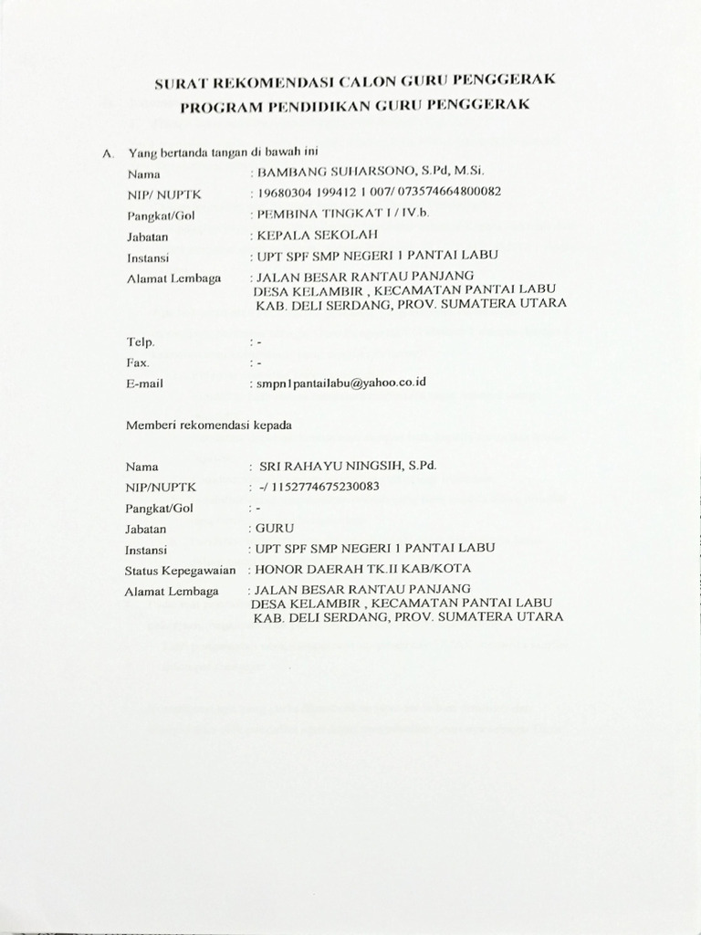 Surat Rekomendasi CGP 11 | PDF