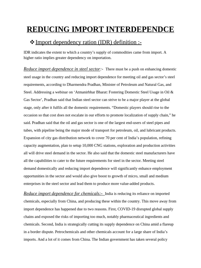 Strategies to Reduce Import Dependence | PDF | Petroleum | Natural Gas