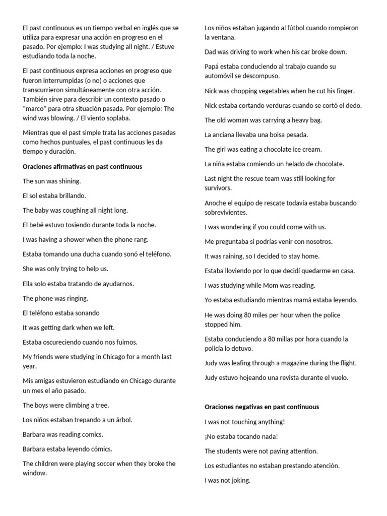 Pasado Continuo | PDF