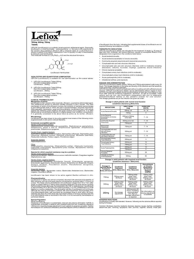 Leflox Tab Leaflet Export GA | PDF | Microbiology | Medical Specialties