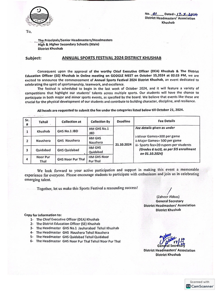 Annual Sports Gala 2024 Khushab | PDF