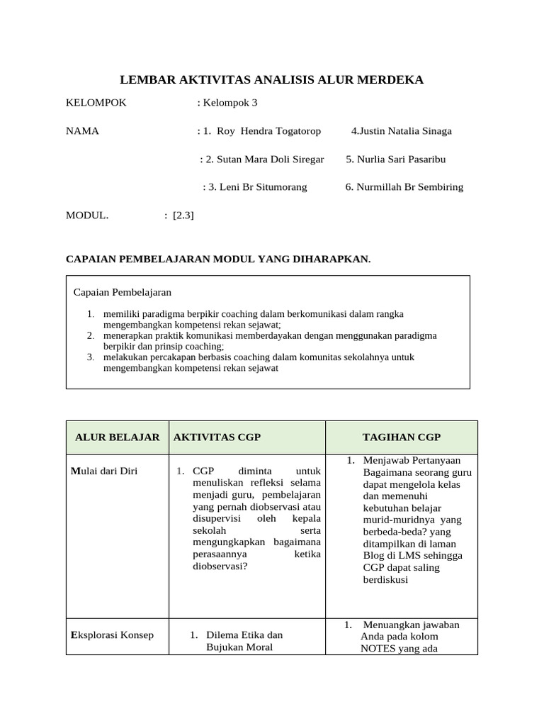 Lembar Aktivitas Analisis Alur Merdeka 2.3 | PDF