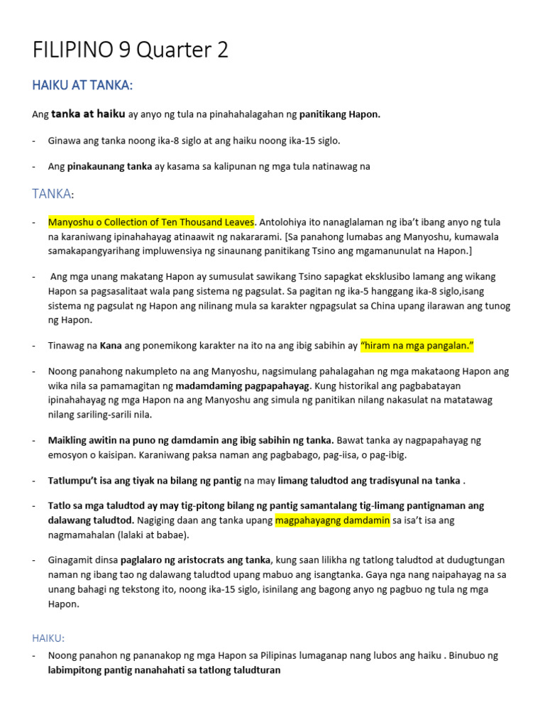 FILIPINO 9 Quarter 2 | PDF