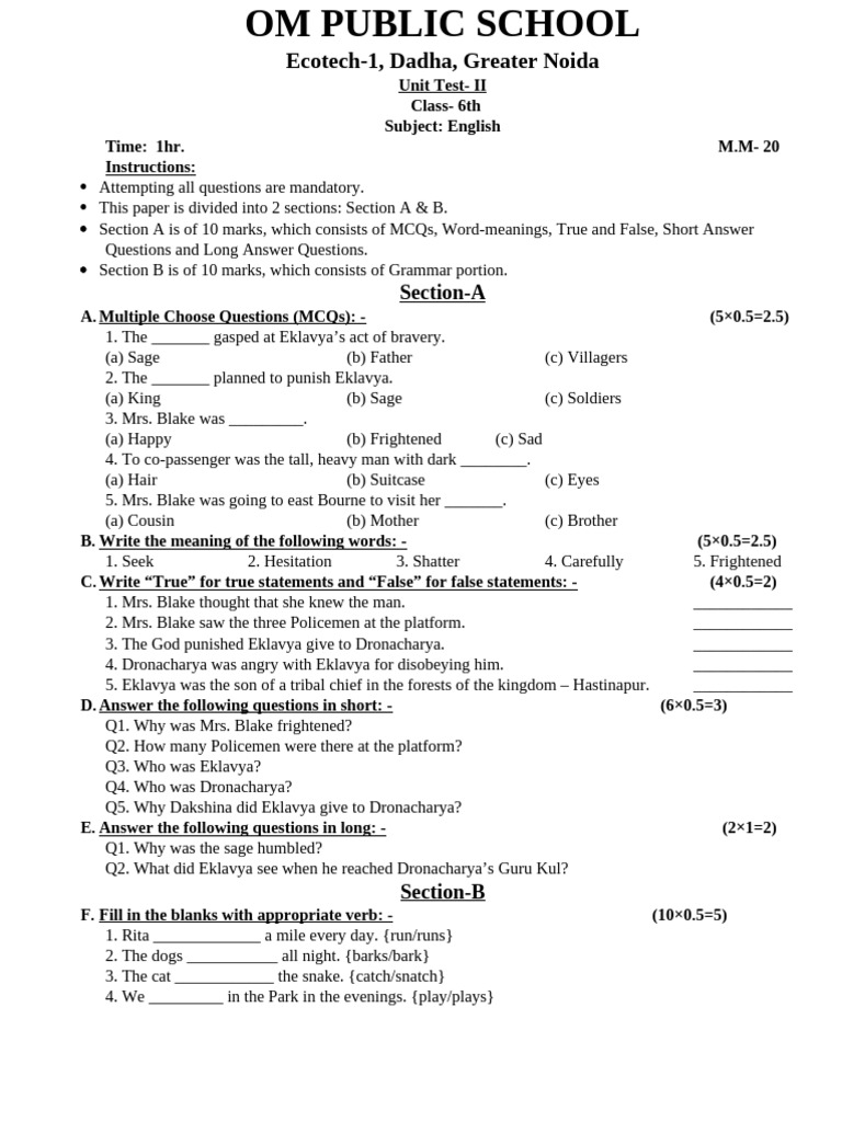 ENGLISH 6th. (UT-2) | PDF