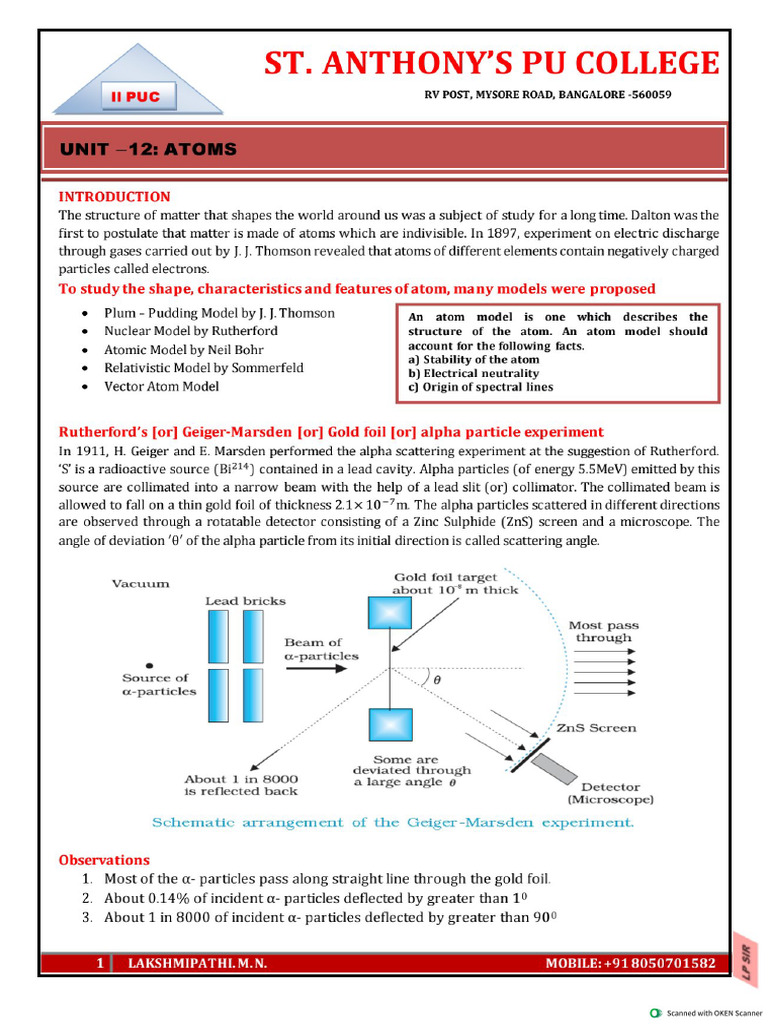 Atoms - Notes | PDF