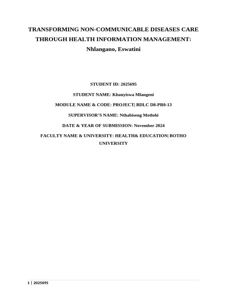 Transforming Non-Communicable Disease Care Through Health Information ...