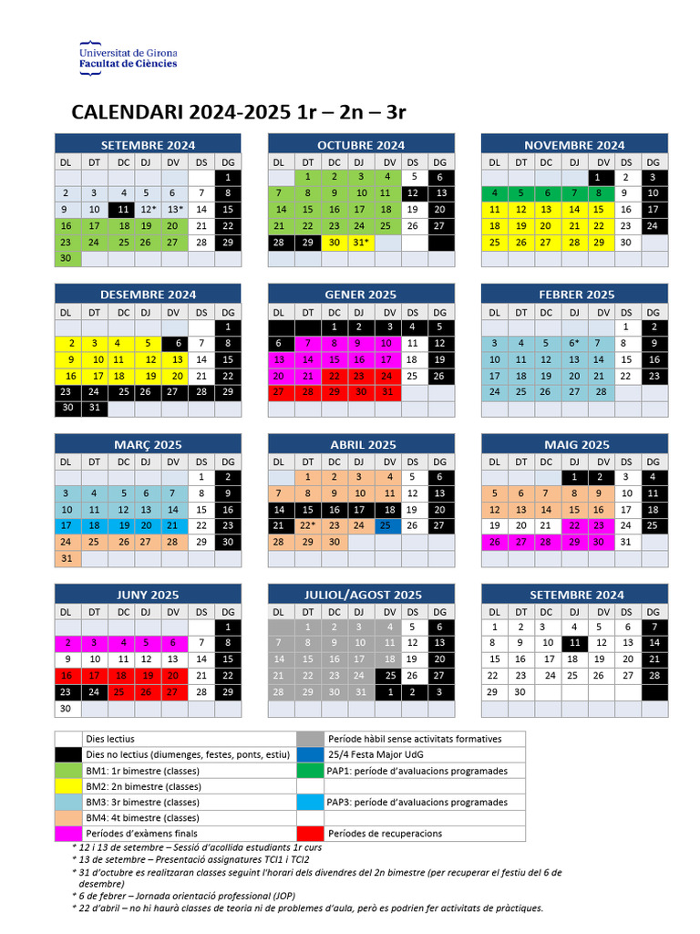 CalendariAcademic2425 1r-3r | PDF
