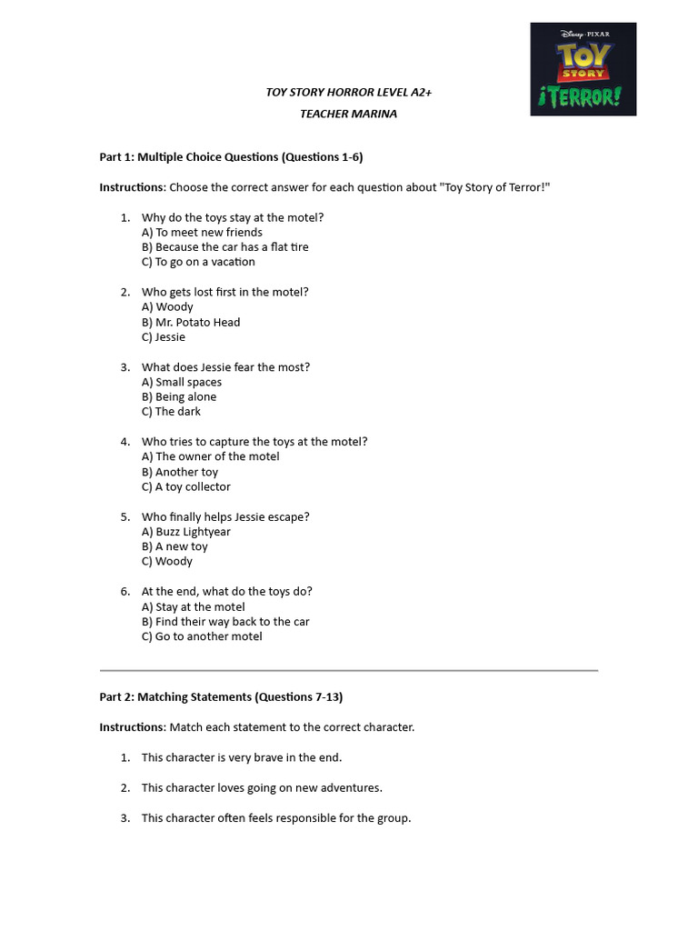 Toy Story Horror Level A2 | PDF