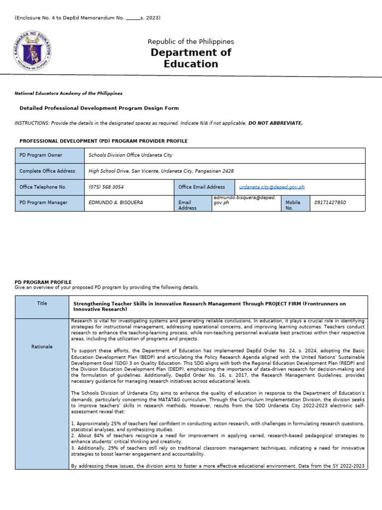 Design-and-ME-Plan | PDF | Teachers | Learning