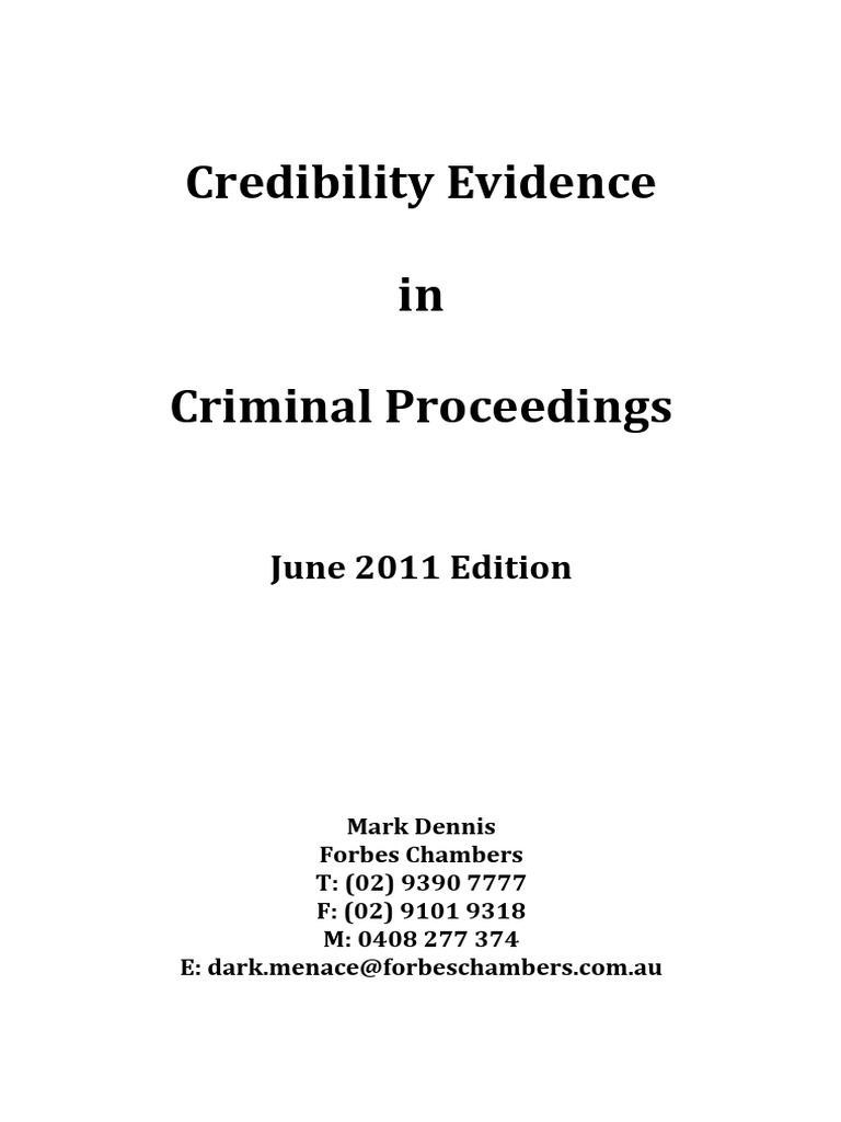 Credibility in Evidence | PDF | Witness | Relevance (Law)