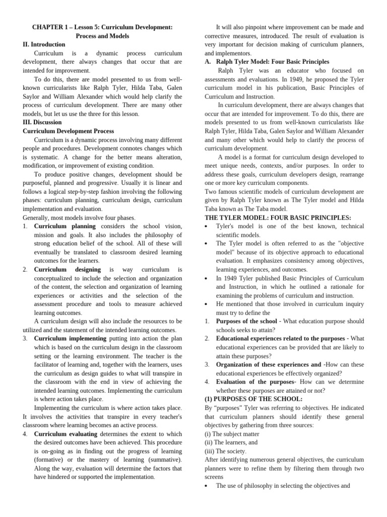 The-Teacher-and-The-School-Curriculum-PRELIM 2 | PDF | Curriculum | Learning