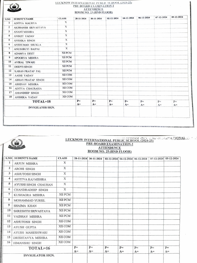 Sitting Arrangement For Preboard | PDF