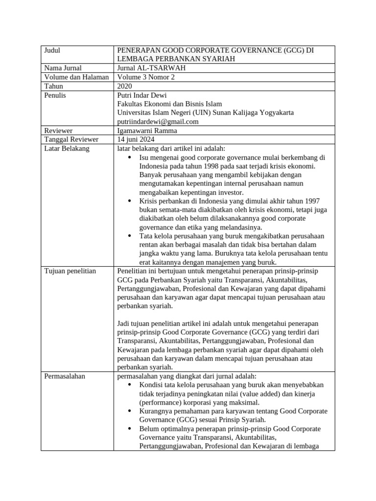 Review Jurnal GCG | PDF