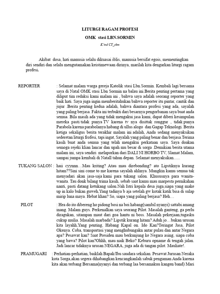 LITURGI RAGAM PROFESI Stasi Lbn. Sormin | PDF