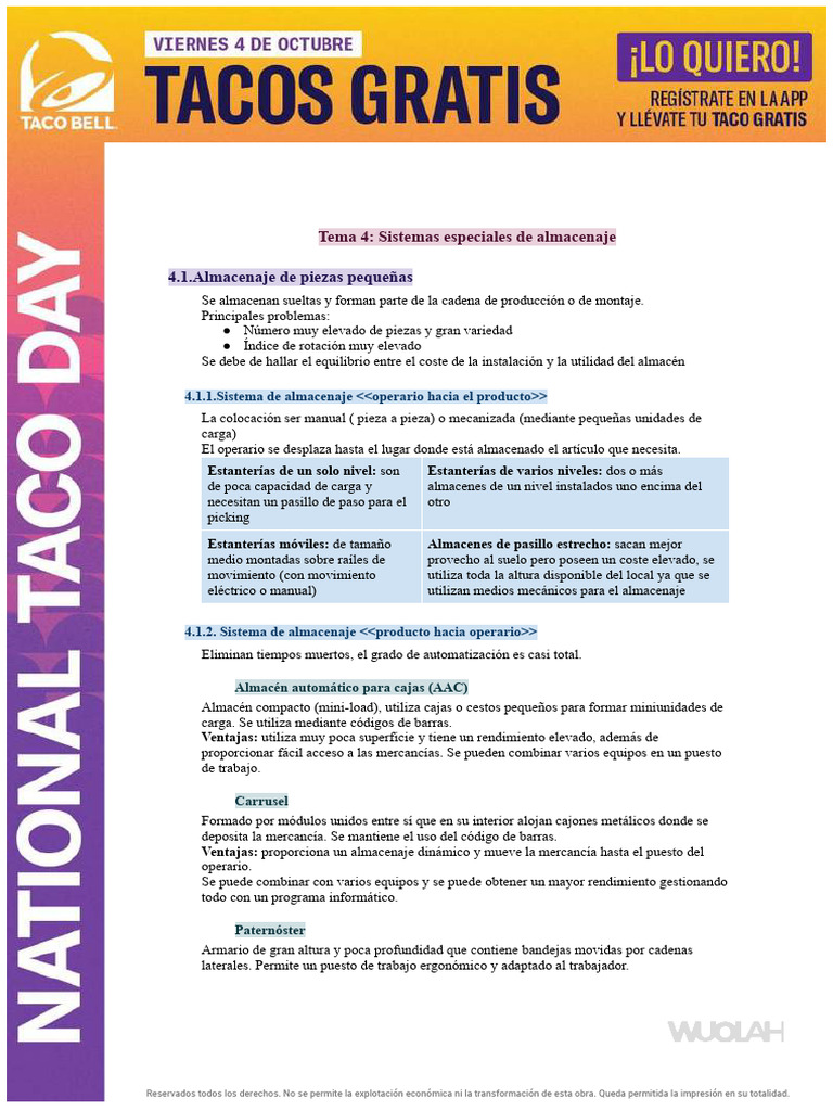 Tema 4 Loal Resumen | PDF | Almacén | Máquina elevadora