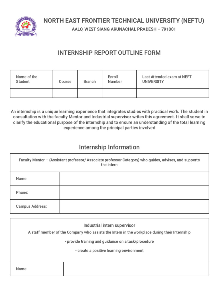 Internship outline form | PDF | Internship | Job Hunting
