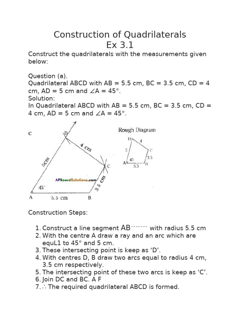 Construction of Quadrilaterals | PDF | Rectangle | Elementary Geometry