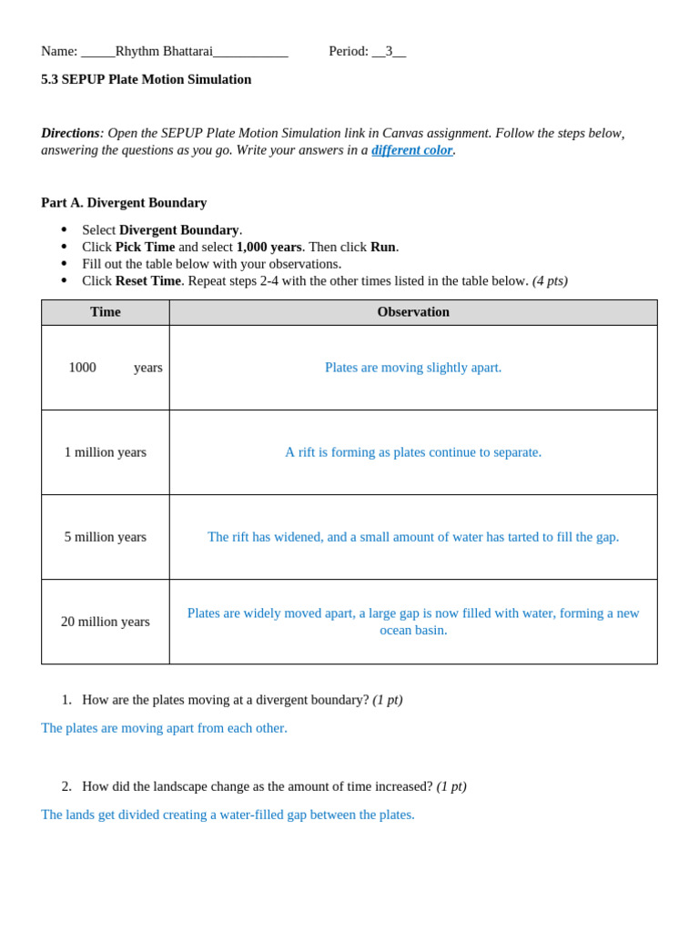 5.3 SEPUP Plate Motion Interactive-1 | PDF | Plate Tectonics | Geology