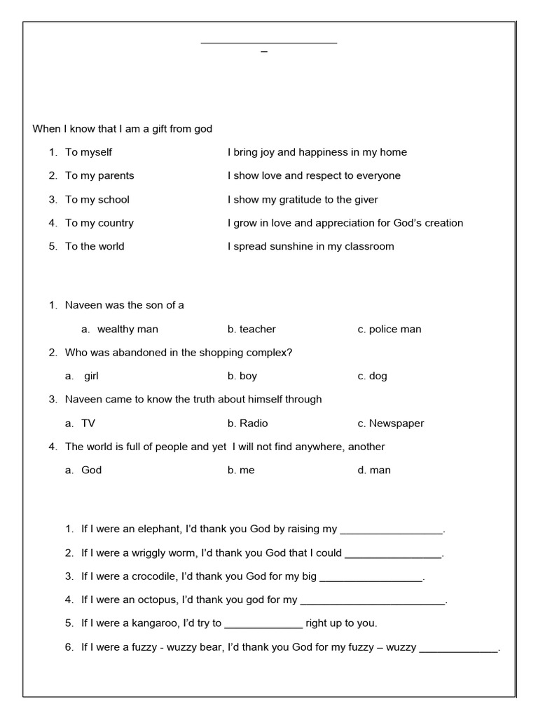 CBSE Class 2 Moral Science Practice Worksheet (1) | PDF