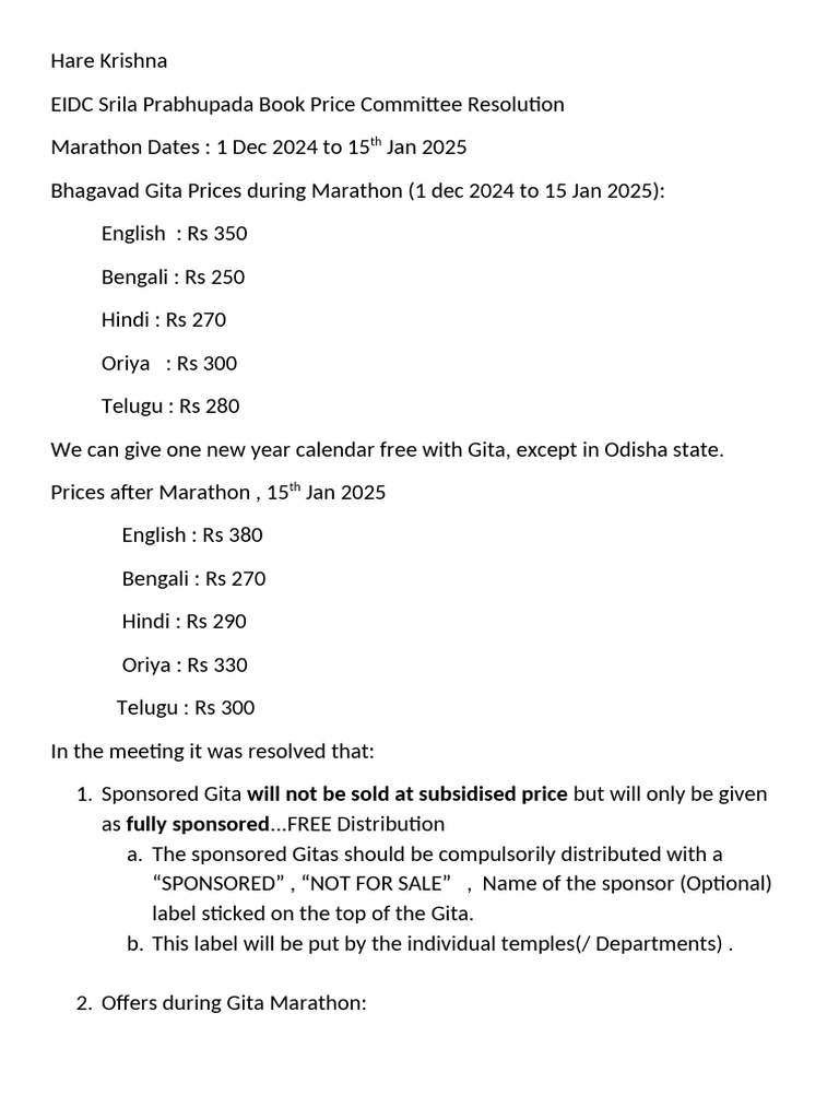 EIDC BG 2024 Marathon Prices | PDF