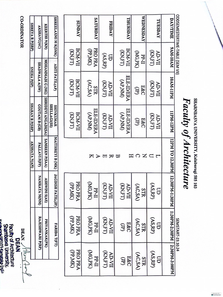 7th Sem Time Table | PDF