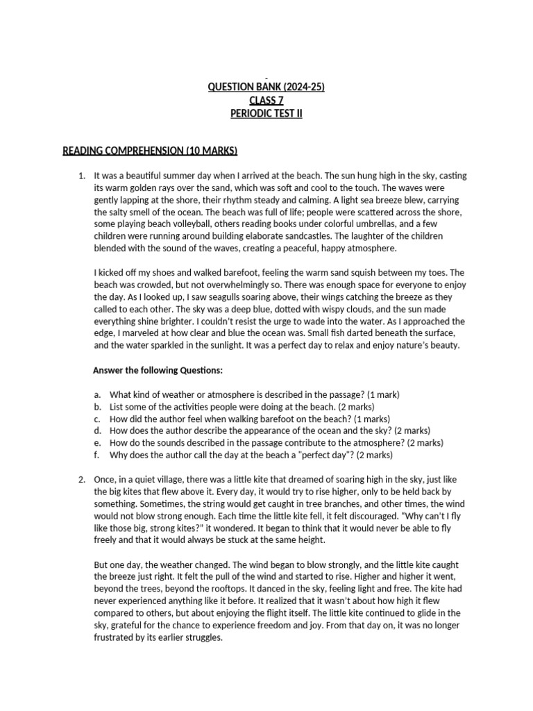 Class 7 Reading Comprehension Questions | PDF | Marie Curie