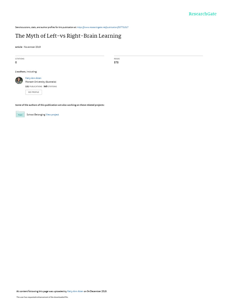 The Myth of Left-vs Right-Brain Learning | PDF | Lateralization Of Brain Function | Cerebral ...