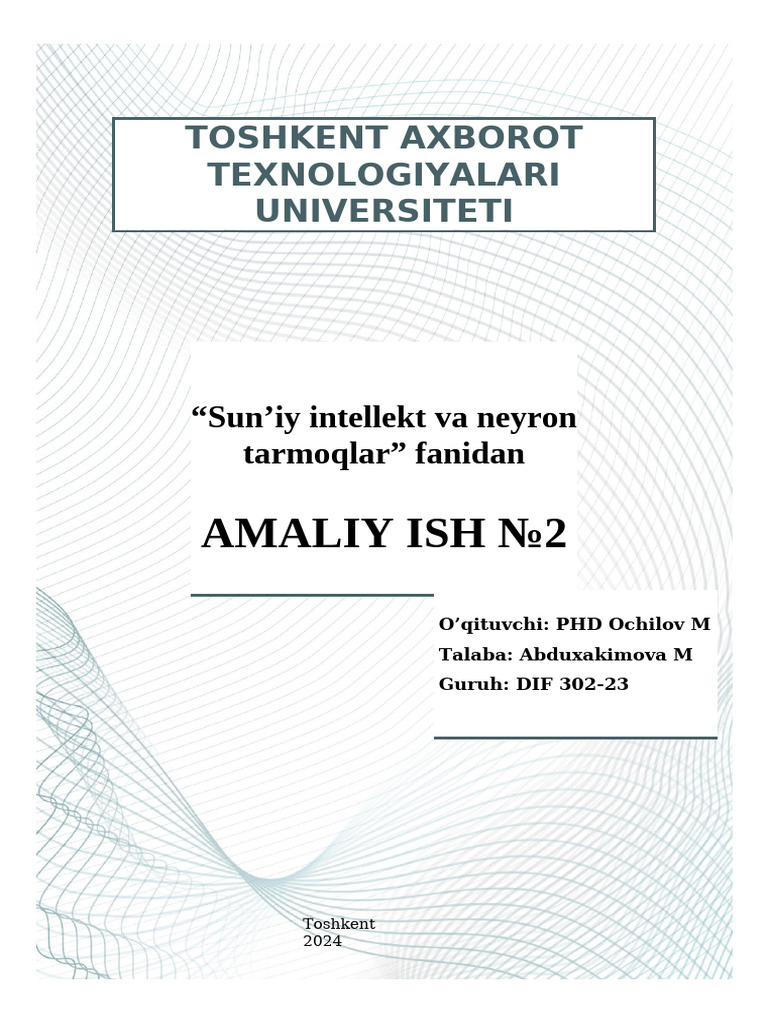 Amaliy_2 Sun'Iy Intellekt | PDF