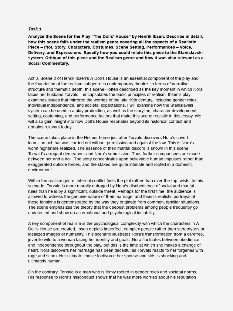 theatre sa m5 unit 1-3 | PDF | A Doll's House | Realism (Arts)