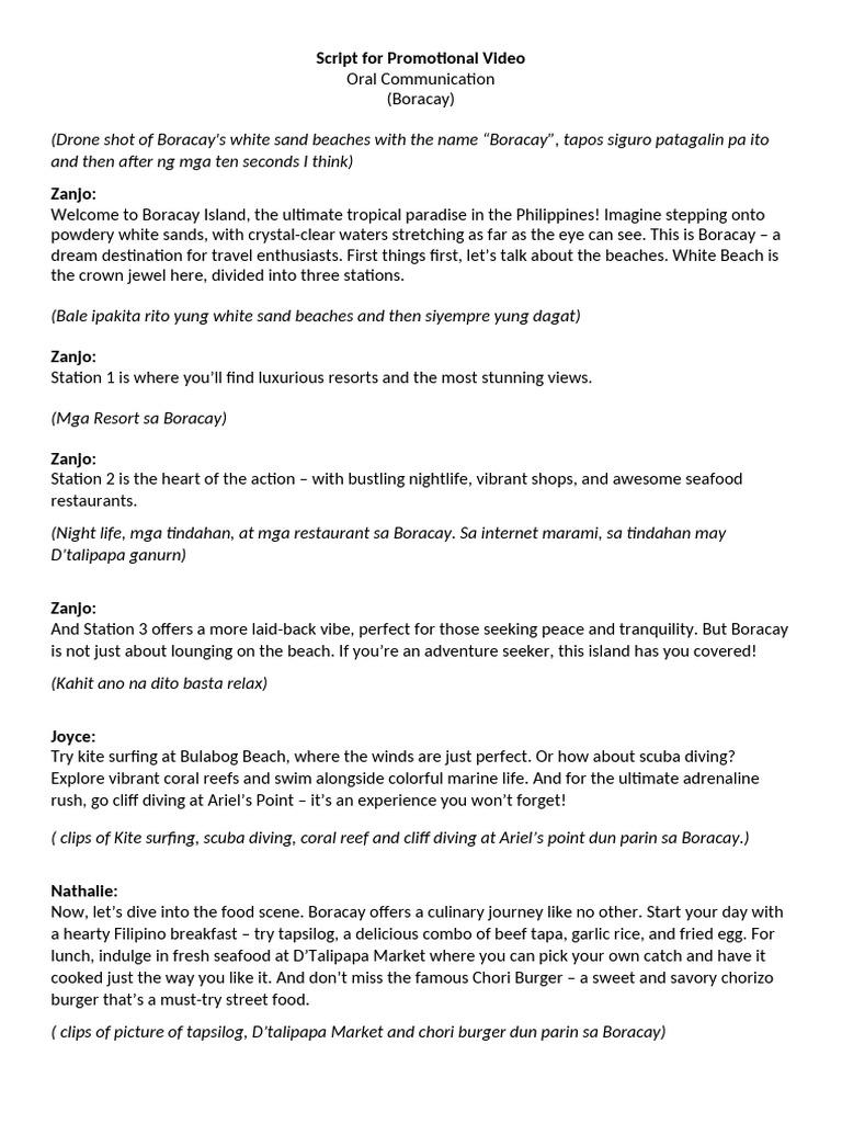 Script For Promotional Videyow | PDF | Foods | Cuisine