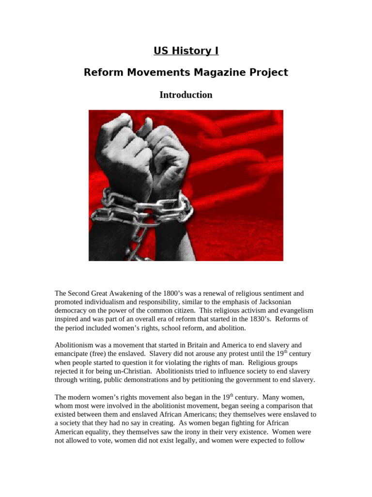 19th Century Reform Movements Overview | PDF | Abolitionism In The ...