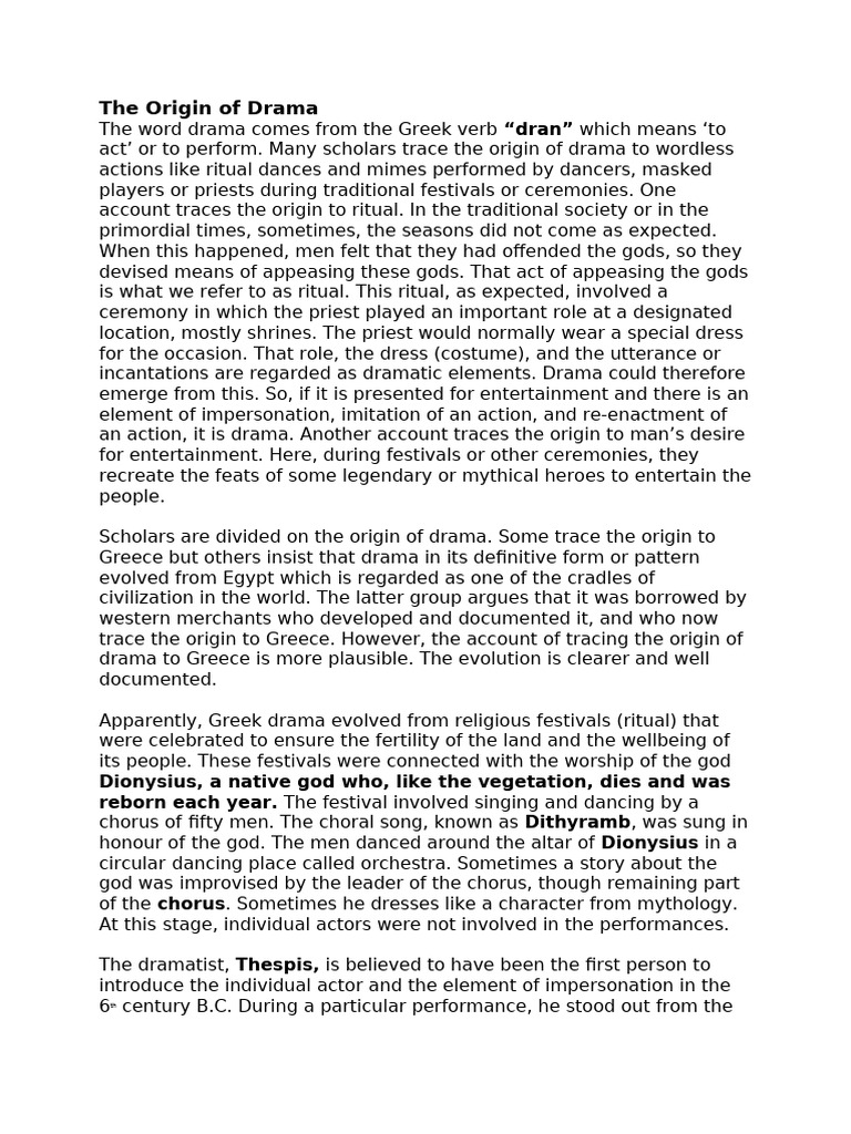 Class Note on Drama | PDF | Plot (Narrative) | Theatre