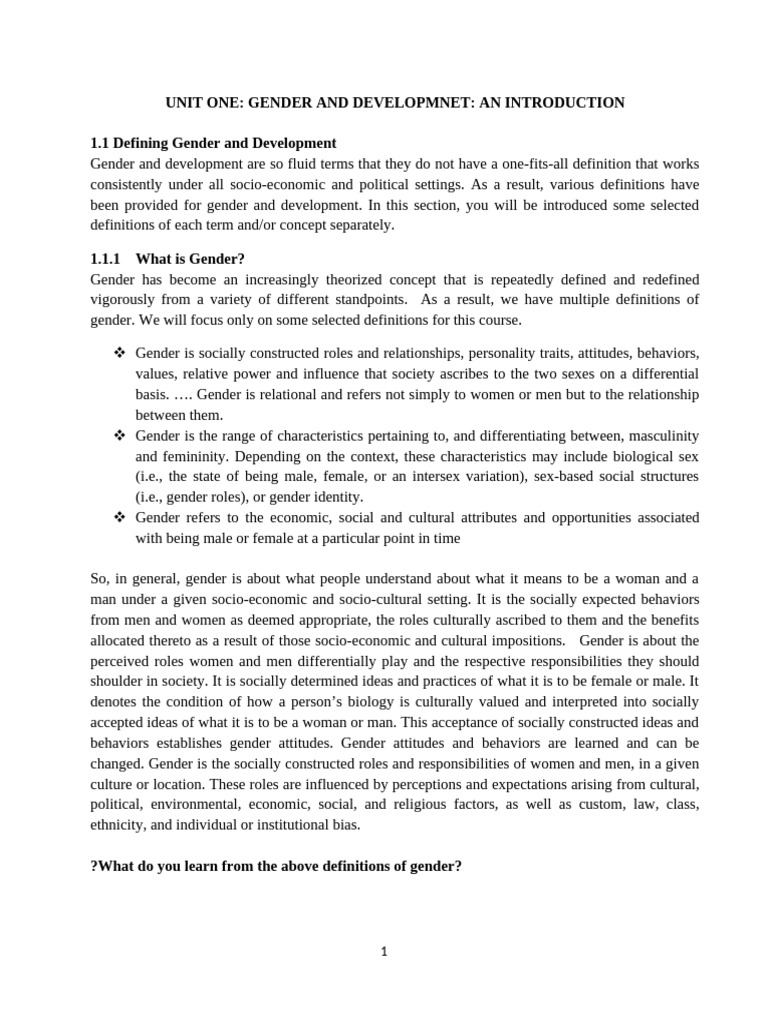 Understanding Gender and Development | PDF | Gender Studies | Gender