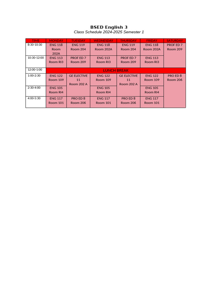 BSED English 3 Schedule 2024-25 | PDF