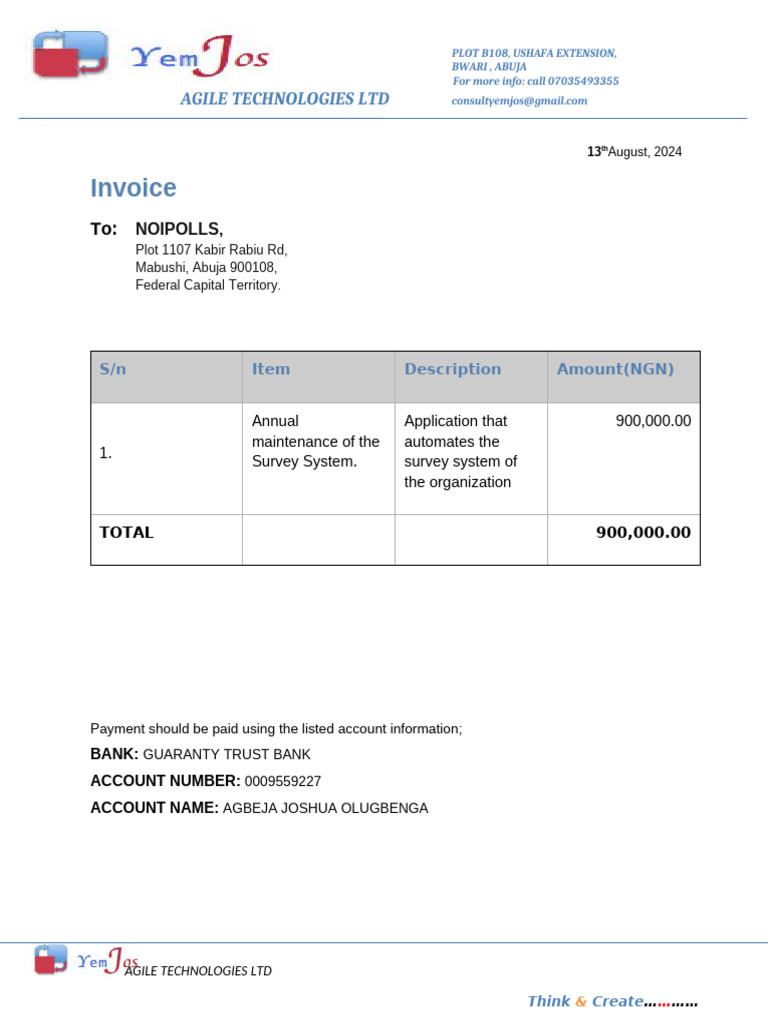 Survey Maintenance 2024 Invoice | PDF
