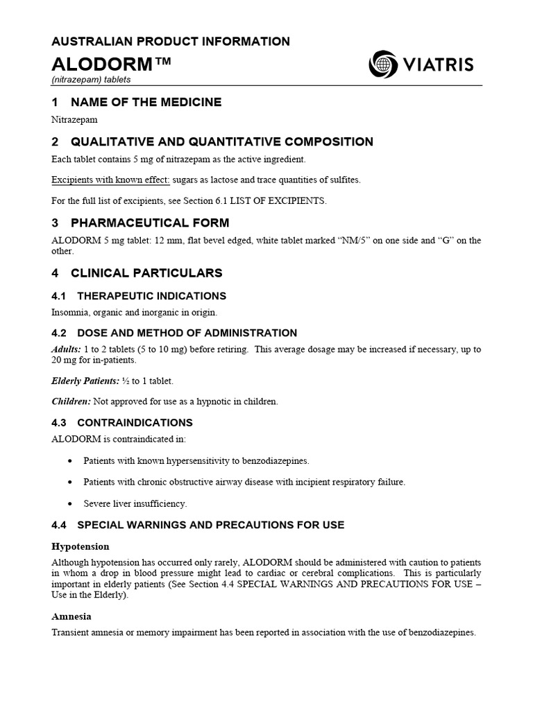 Alodorm_PI | PDF | Benzodiazepine | Pharmacology
