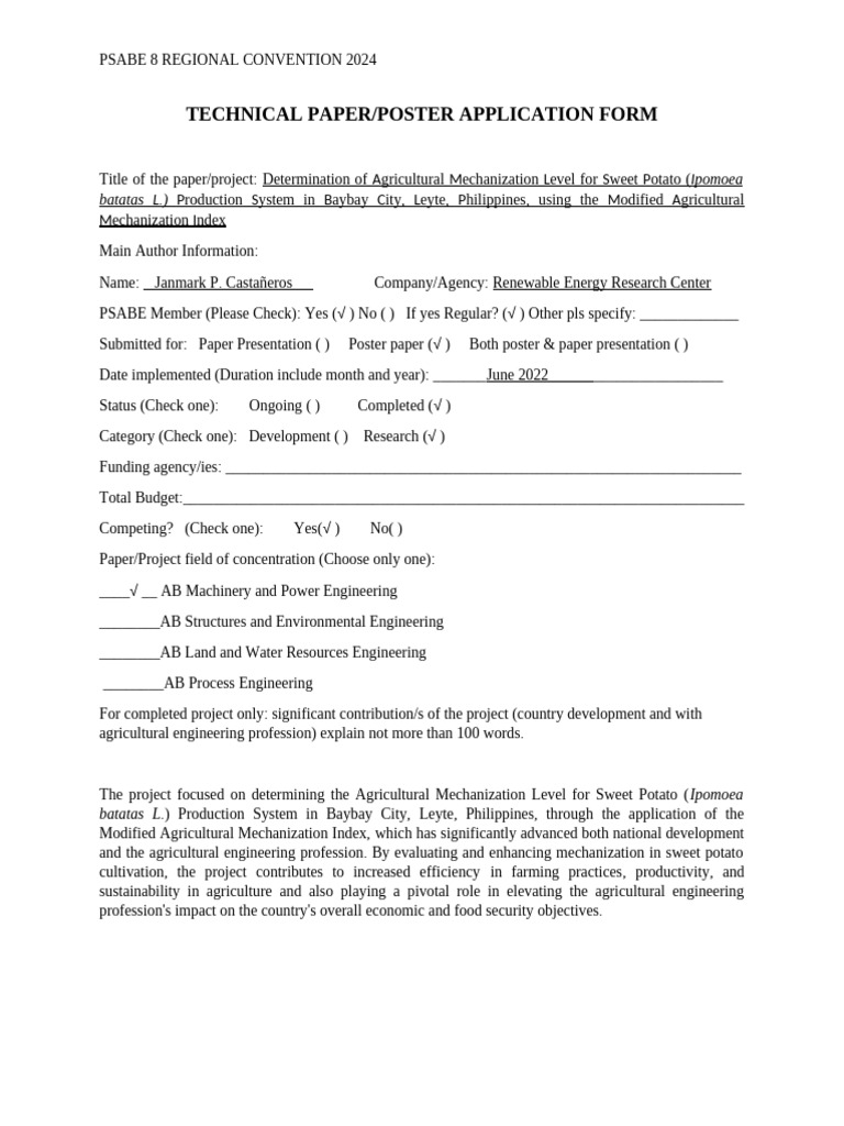 Application Form_Technical Paper_Poster_PSABE 8 Convention 2024_MAMI ...
