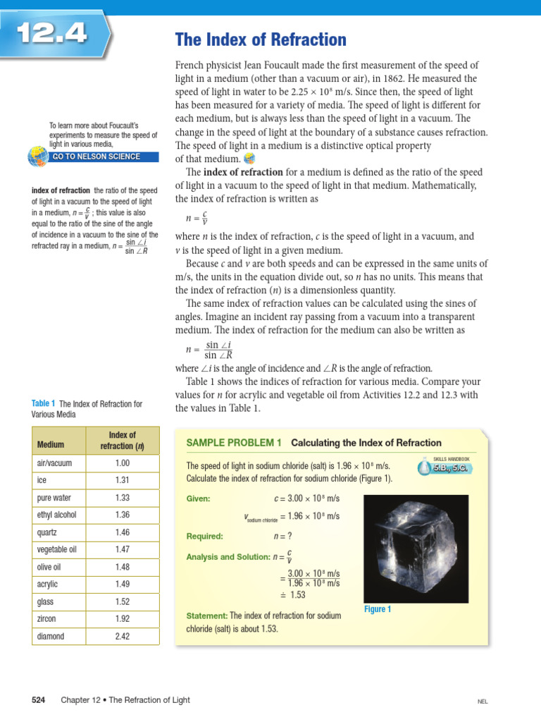 12.4 | PDF | Refractive Index | Refraction