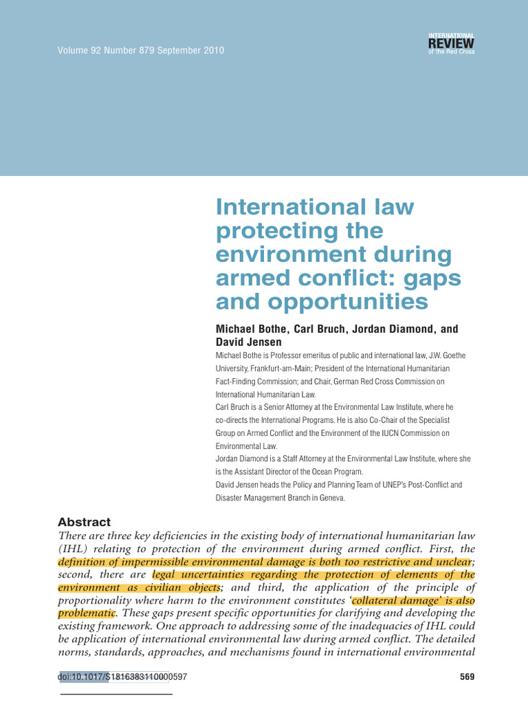 (Bothe Et Al) 2010 - International Law Protecting The Environment During The Armed Conflict ...